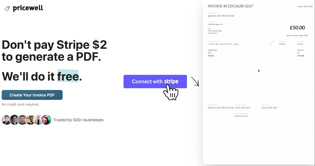 Stripe invoice PDF generator | PriceWell